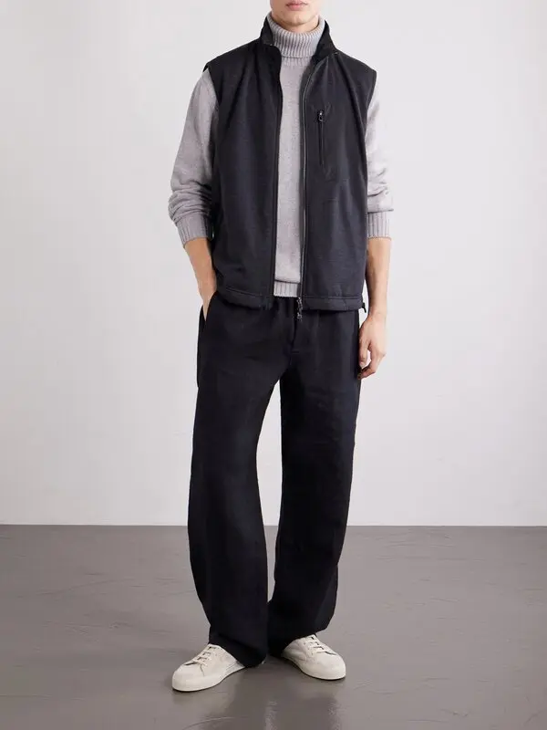 Sease Explorer Reversible Padded Wool-blend Jersey And Micro-ripstop Gilet