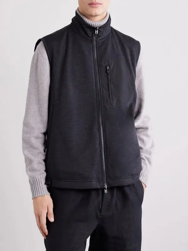 Sease Explorer Reversible Padded Wool-blend Jersey And Micro-ripstop Gilet