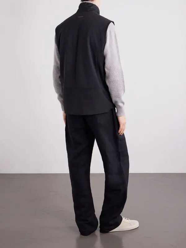 Sease Explorer Reversible Padded Wool-blend Jersey And Micro-ripstop Gilet