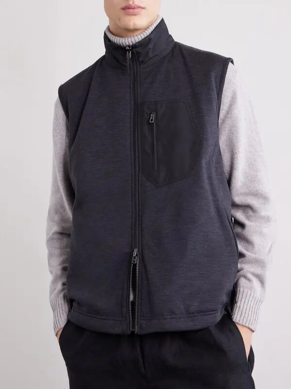 Sease Explorer Reversible Padded Wool-blend Jersey And Micro-ripstop Gilet