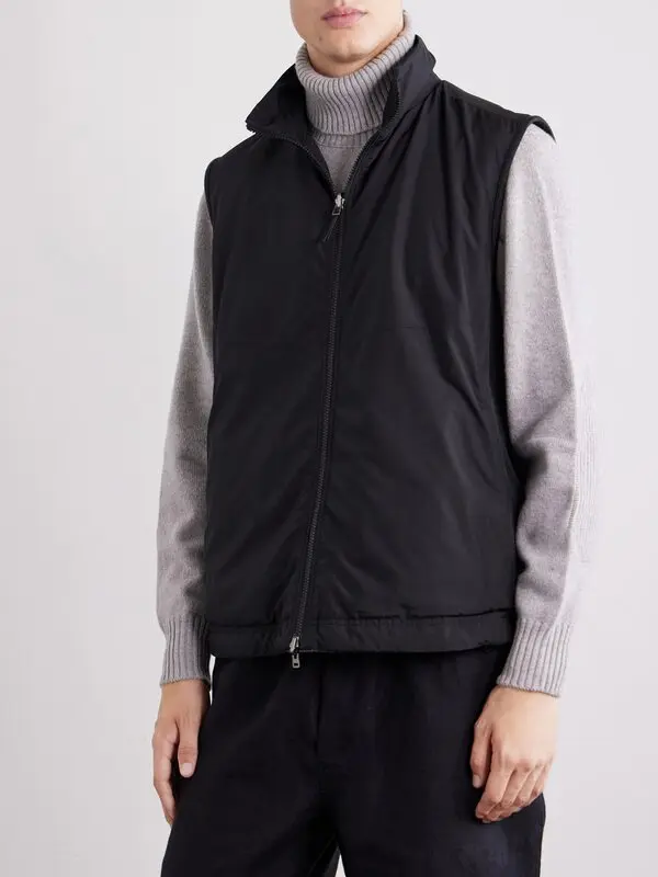 Sease Explorer Reversible Padded Wool-blend Jersey And Micro-ripstop Gilet