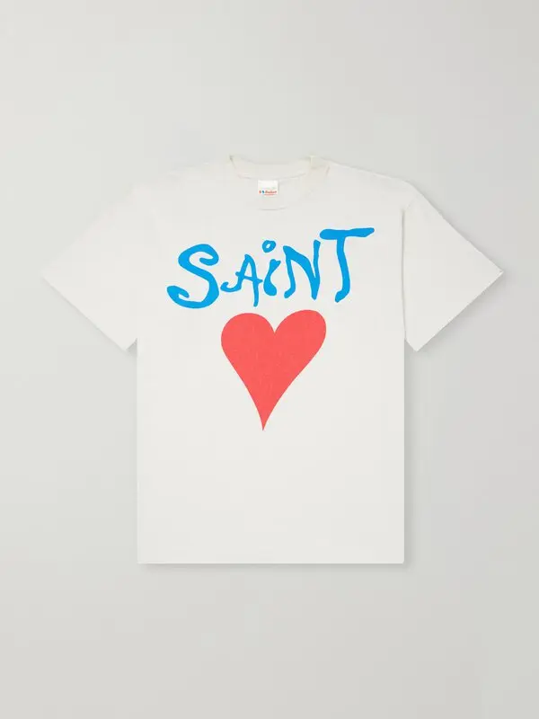 SAINT MXXXXXX Logo-print Cotton-jersey T-shirt - White