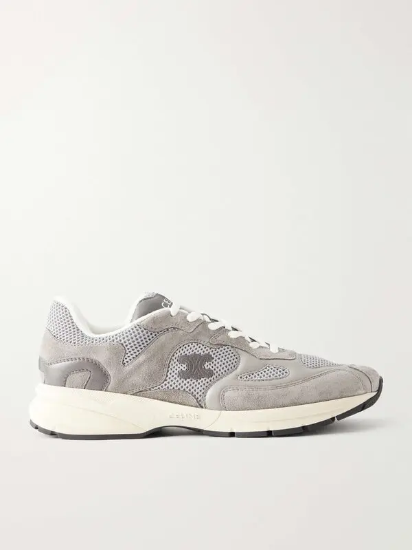 Celine Leather-trimmed Suede And Mesh Sneakers
