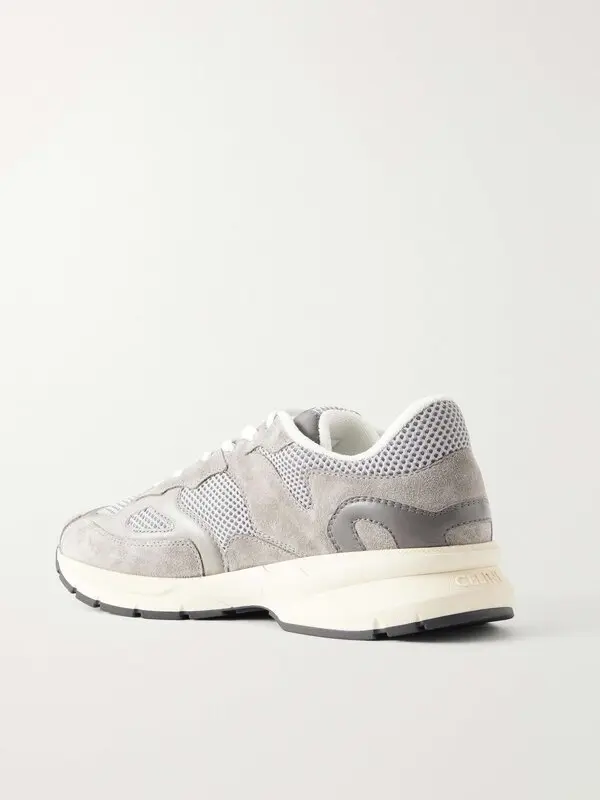 Celine Leather-trimmed Suede And Mesh Sneakers