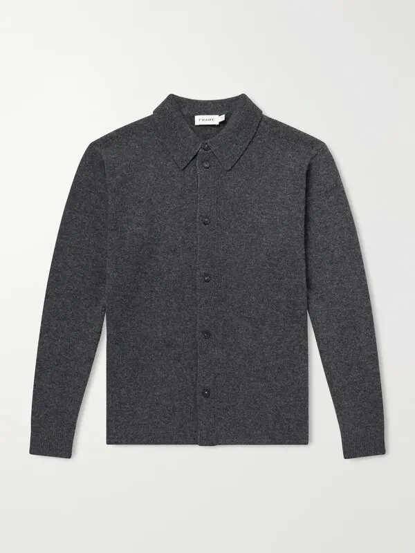 FRAME Wool Cardigan With Point Collar - Gray