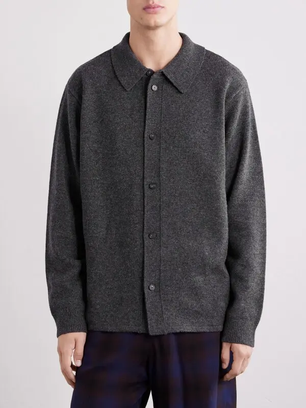 FRAME Wool Cardigan With Point Collar - Gray