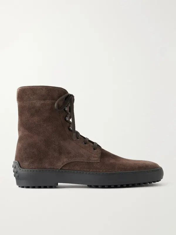TOD'S Winter Gommino Suede Lace-up Boots - Brown