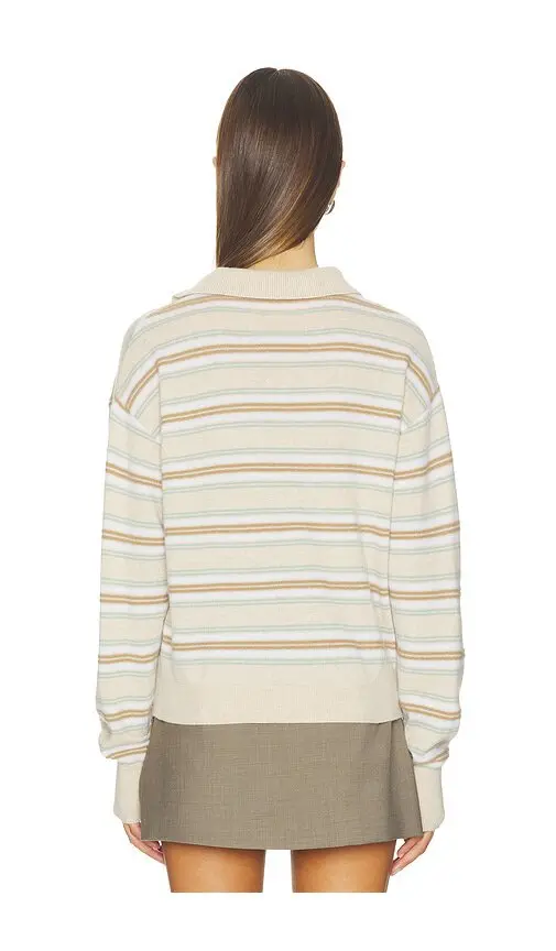 Guest In Residence Collegiate Stripe Knit Polo - Sandstone Combo