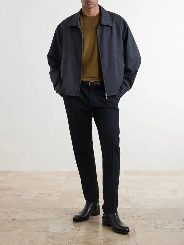 SLOWEAR Tapered Pleated Cotton-blend Gabardine Suit Trousers