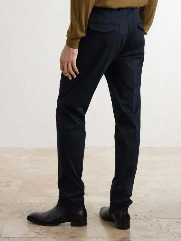 SLOWEAR Tapered Pleated Cotton-blend Gabardine Suit Trousers