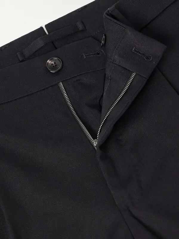 SLOWEAR Tapered Pleated Cotton-blend Gabardine Suit Trousers