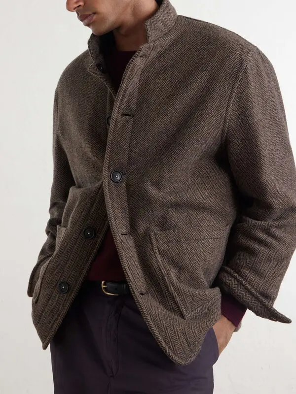 Massimo Alba Chevrolet Reversible Herringbone Wool-blend Jacket