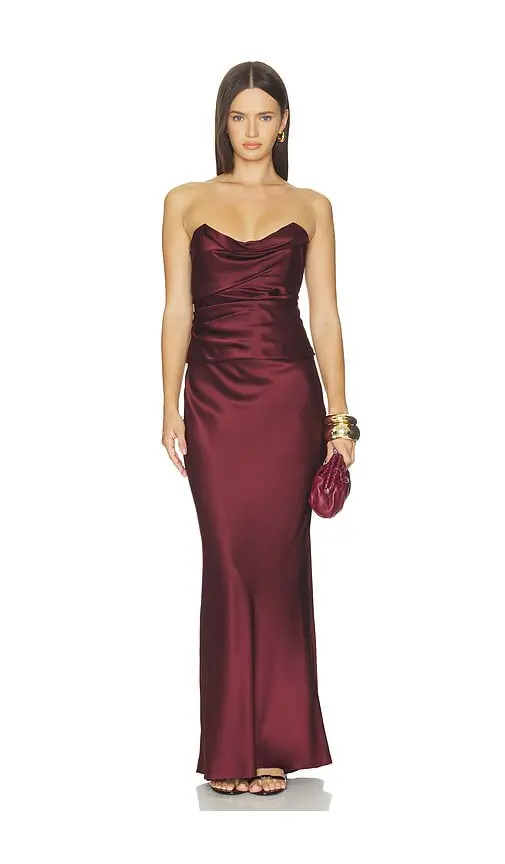 THE SEI Cowl Bustier Top In Burgundy