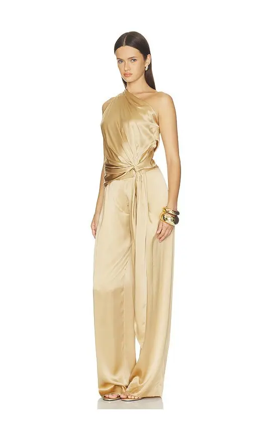 THE SEI Asymmetrical Drape Top With Tail In Brown