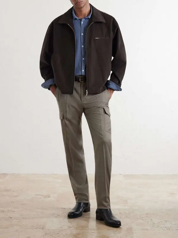 SLOWEAR Tapered Wool-blend Flannel Trousers