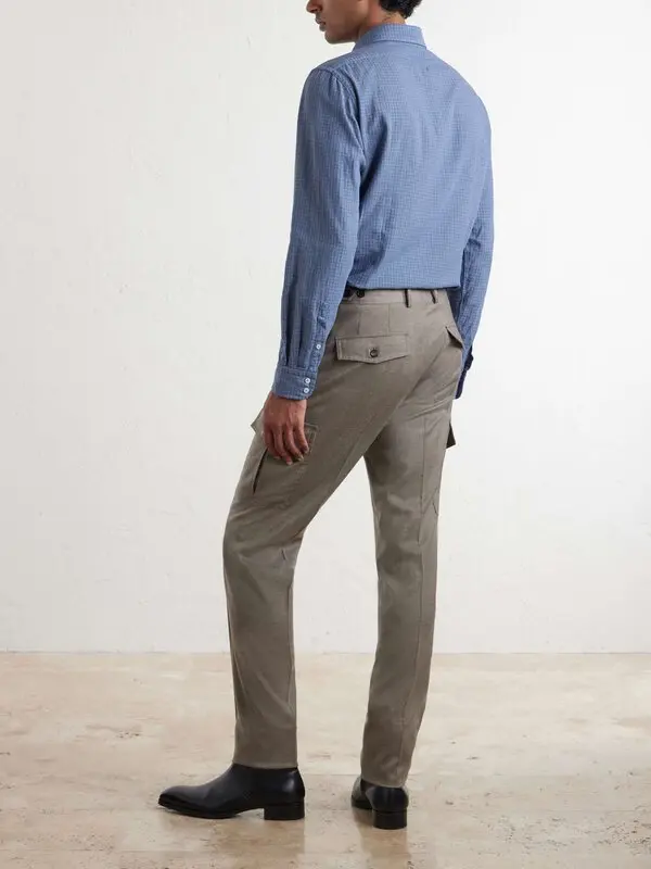 SLOWEAR Tapered Wool-blend Flannel Trousers