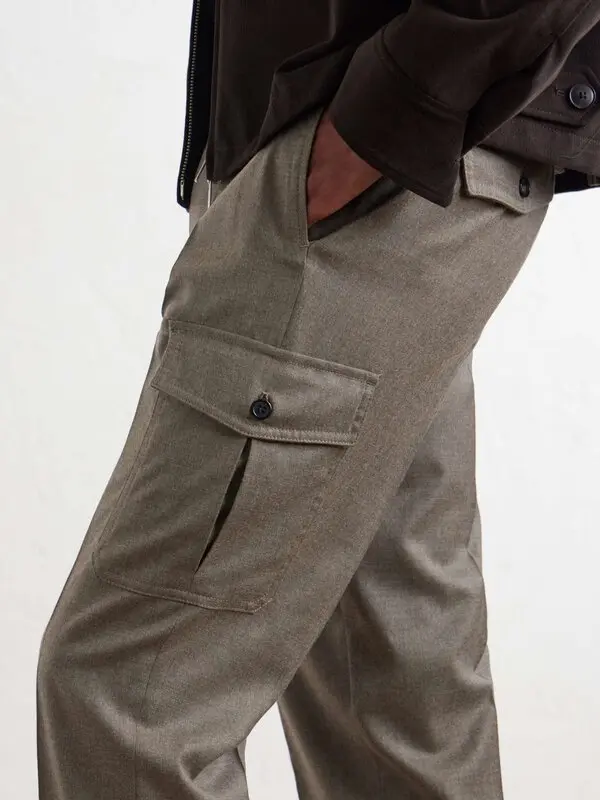 SLOWEAR Tapered Wool-blend Flannel Trousers