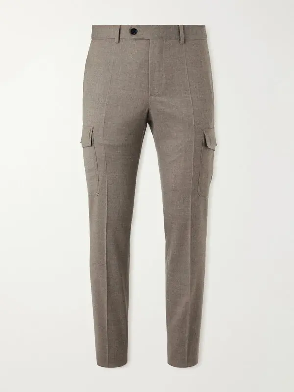 SLOWEAR Tapered Wool-blend Flannel Cargo Trousers