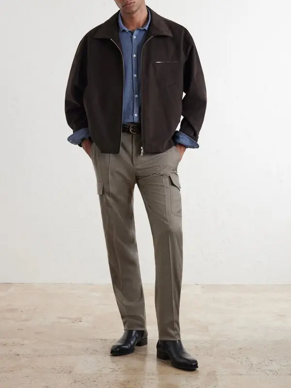 SLOWEAR Tapered Wool-blend Flannel Cargo Trousers