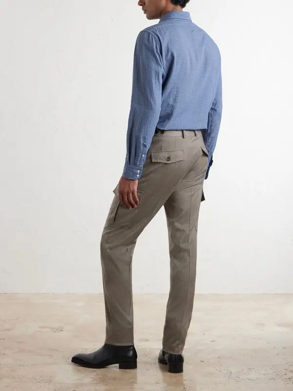 SLOWEAR Tapered Wool-blend Flannel Cargo Trousers