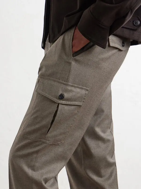 SLOWEAR Tapered Wool-blend Flannel Cargo Trousers