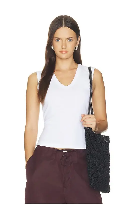 LESET Nando Sleeveless V-neck Tank Top - White