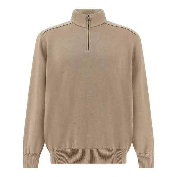 Paul & Shark Half-zip Sweater In Cool Touch Wool With Typhoon® Stretch Details - Sand