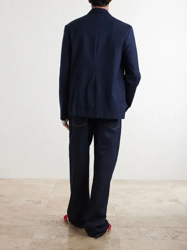 Dries Van Noten Billys Cotton And Wool-blend Canvas Blazer - Blue