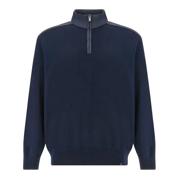 Paul & Shark Soft Cool Touch Wool Half-zip Sweater With Typhoon® Re-4x4 Stretch Details - Blue
