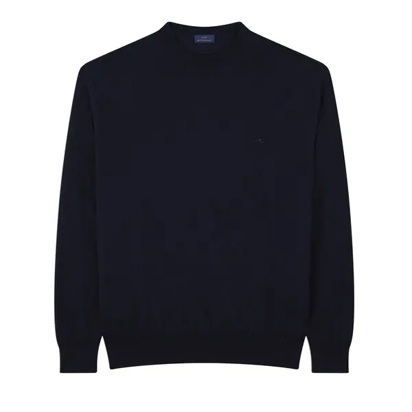 Paul & Shark Soft Cool Touch Wool Crewneck Sweater With Shark Fin Embroidery