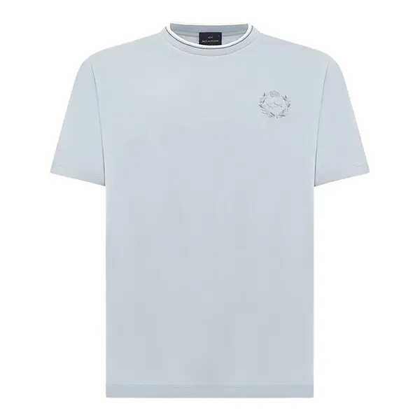 Paul & Shark Aqua Touch Cotton T-shirt With Heraldic Embroidery - Skyride