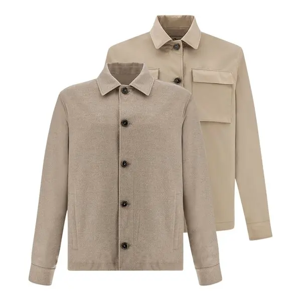Paul & Shark Reversible Overshirt In Cashmere And Technical Fabric