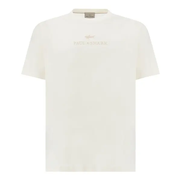 Paul & Shark Aqua Touch Cotton T-shirt With Embroidered Logo - Blanc De Blanc