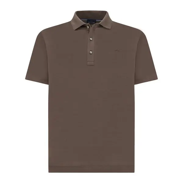 Paul & Shark Double Mercerised Cotton Jersey Polo Shirt With Shark Fin Embroidery - Morel