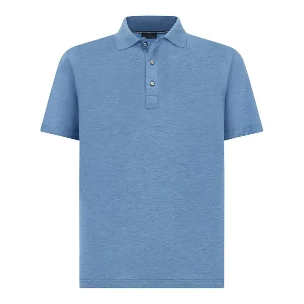 Paul & Shark Double Mercerised Cotton Jersey Polo Shirt With Shark Fin Embroidery - Blue Bonnet