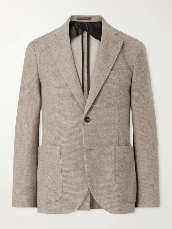 SLOWEAR Cotton, Wool And Cashmere- Blend Jacquard Blazer - Beige