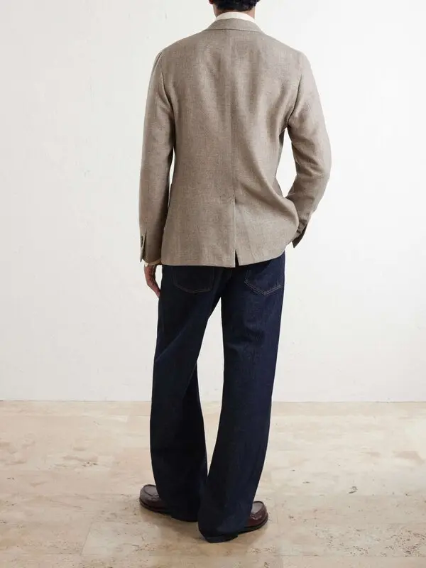 SLOWEAR Cotton, Wool And Cashmere- Blend Jacquard Blazer - Beige