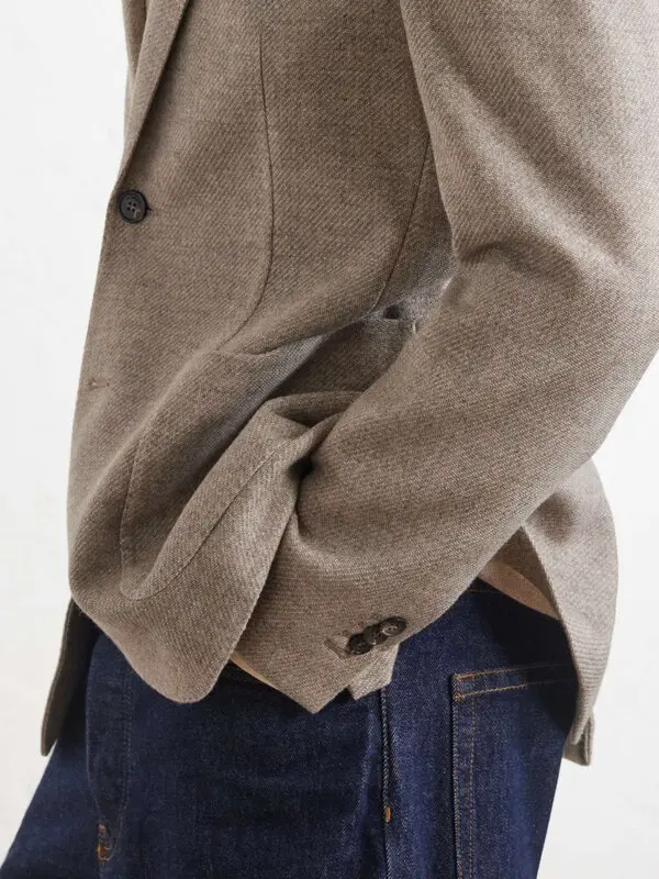 SLOWEAR Cotton, Wool And Cashmere- Blend Jacquard Blazer - Beige