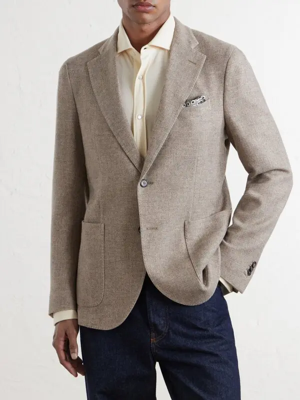 SLOWEAR Cotton, Wool And Cashmere-blend Jacquard Blazer