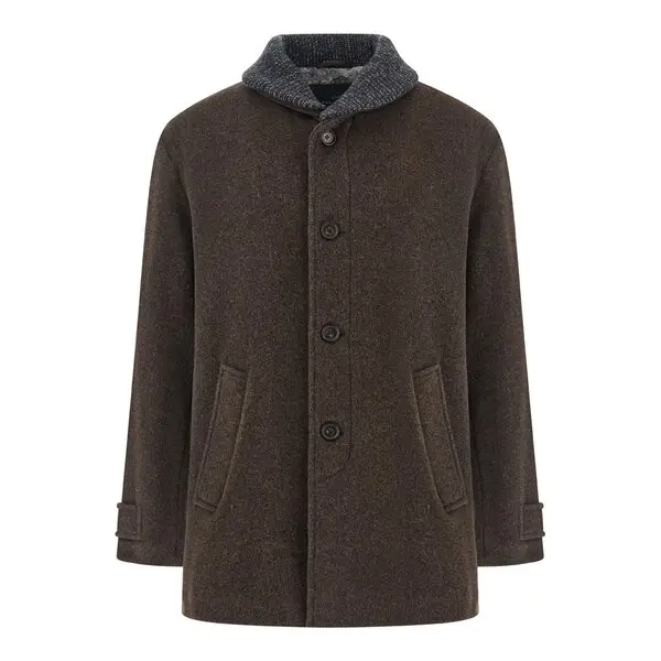 Paul & Shark Lined Wool Car Coat - Dark Brown