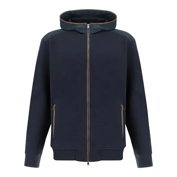 Paul & Shark X‑soft Zip‑up Sweatshirt In Viscose With Alcantara® Details - Blue