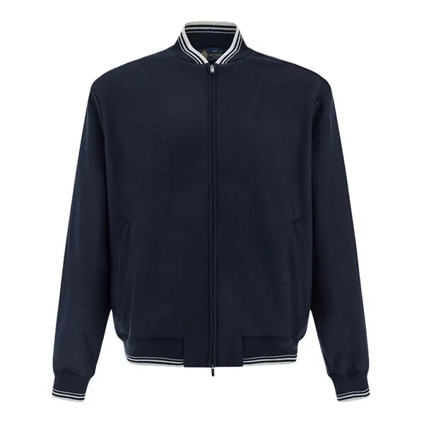 Paul & Shark Pure Cashmere Bomber Jacket With Striped Trims