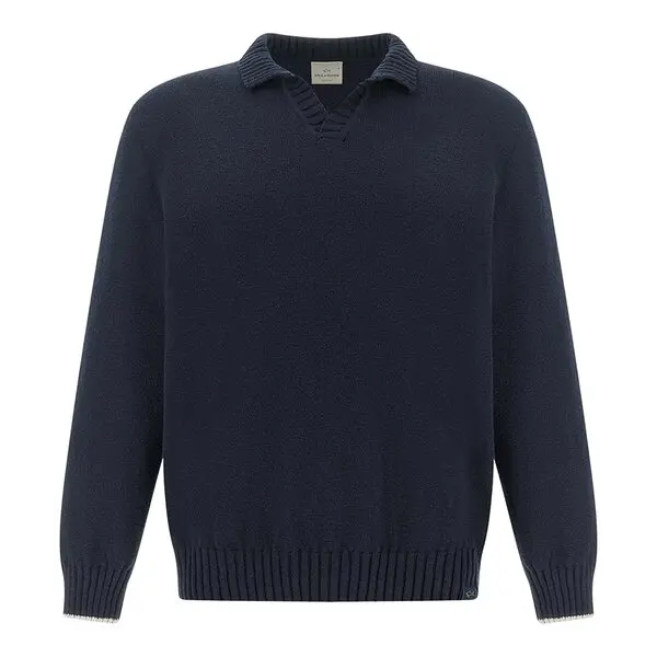 Paul & Shark Bouclé Cotton Open-collar Sweater