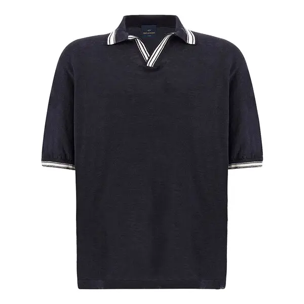 Paul & Shark Polo Shirt With Open Collar In Linen