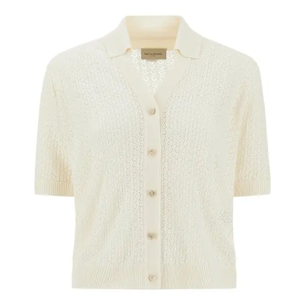 Paul & Shark Linen Open Stitch Knit Cardigan With Shawl Collar - White