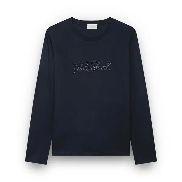 Paul & Shark X-soft Cotton Long Sleeve T-shirt With Embroidered Logo - Dama Blue