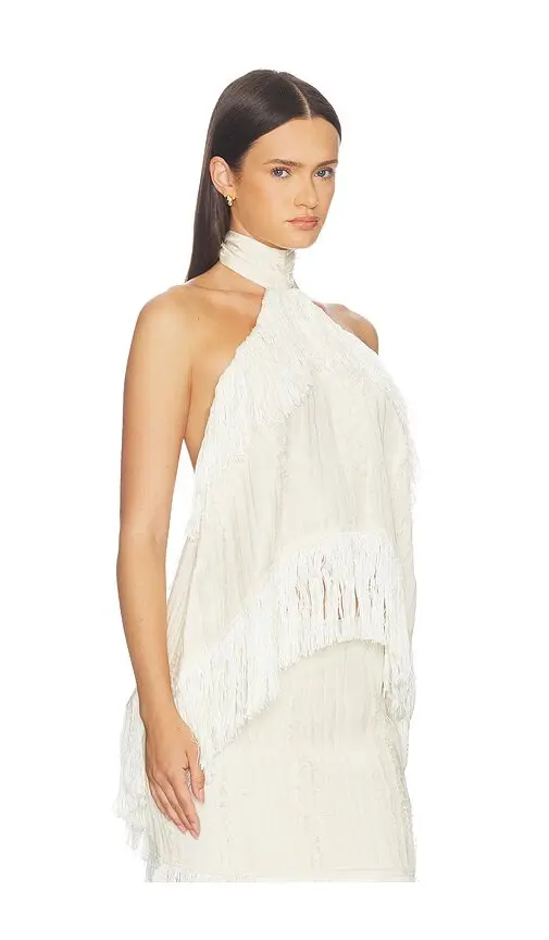 YELLOW THE LABEL Jones Fringe Top In White - Ivory