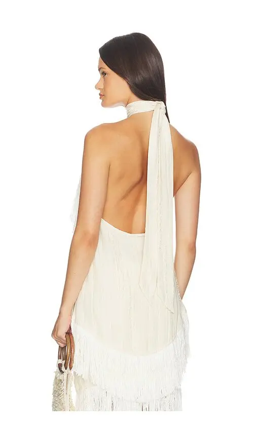 YELLOW THE LABEL Jones Fringe Top In White - Ivory
