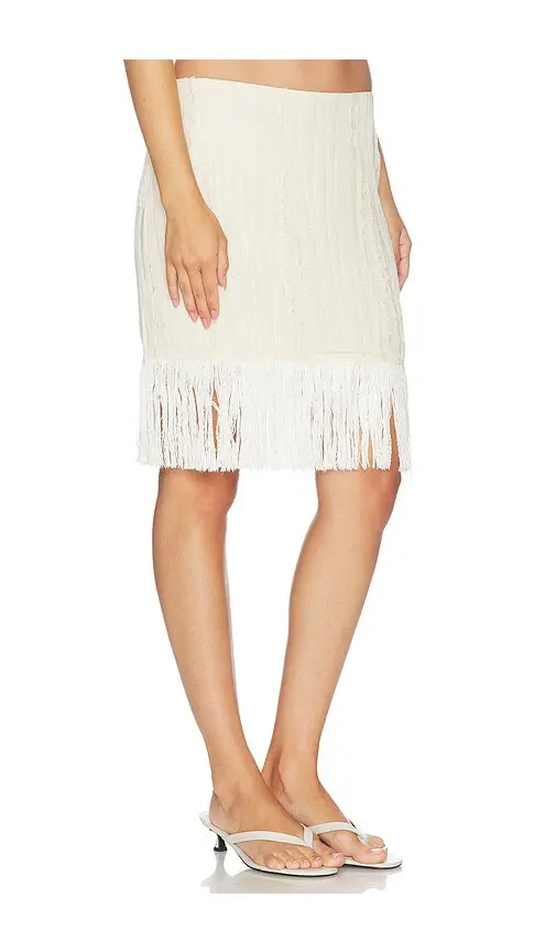 YELLOW THE LABEL Fritz Fringe Skirt In White