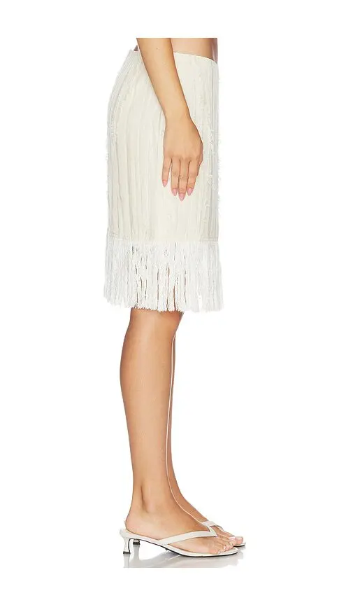 YELLOW THE LABEL Fritz Fringe Skirt In White
